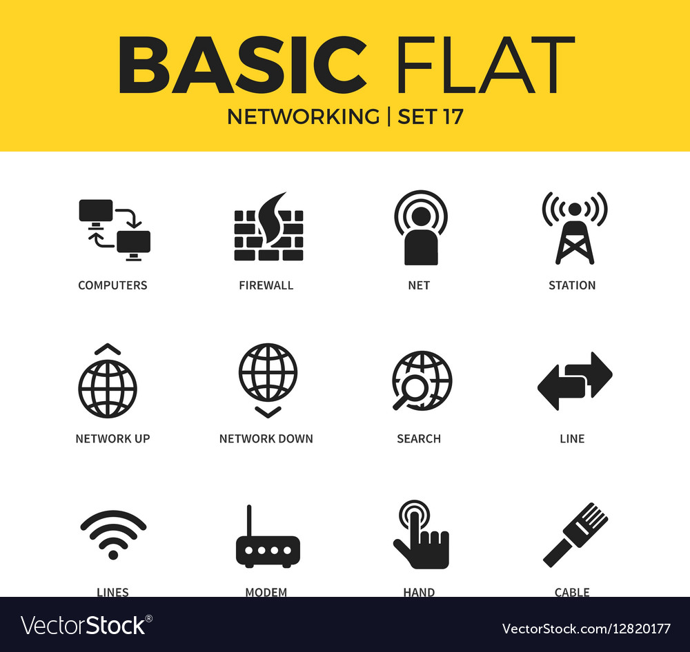 Basic set of networking icons Royalty Free Vector Image