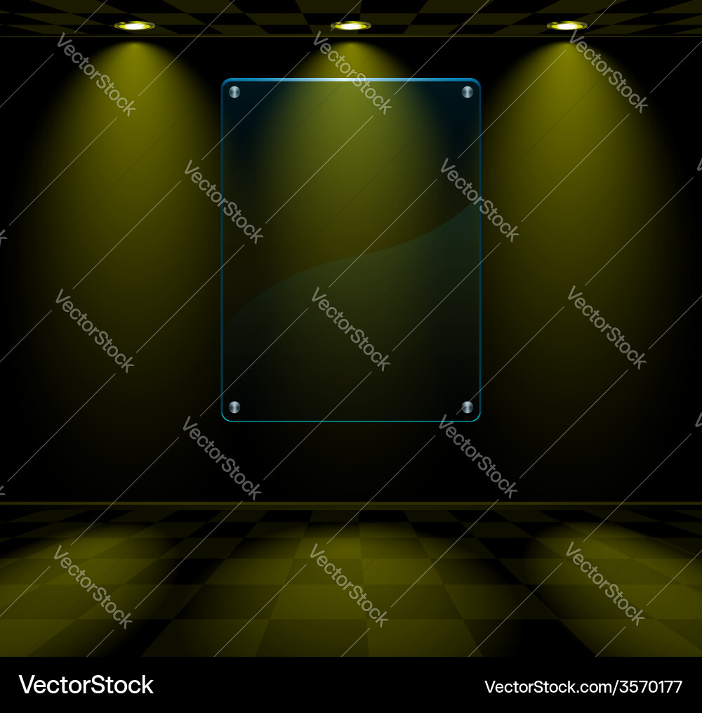 Black room with glass placeholder Royalty Free Vector Image