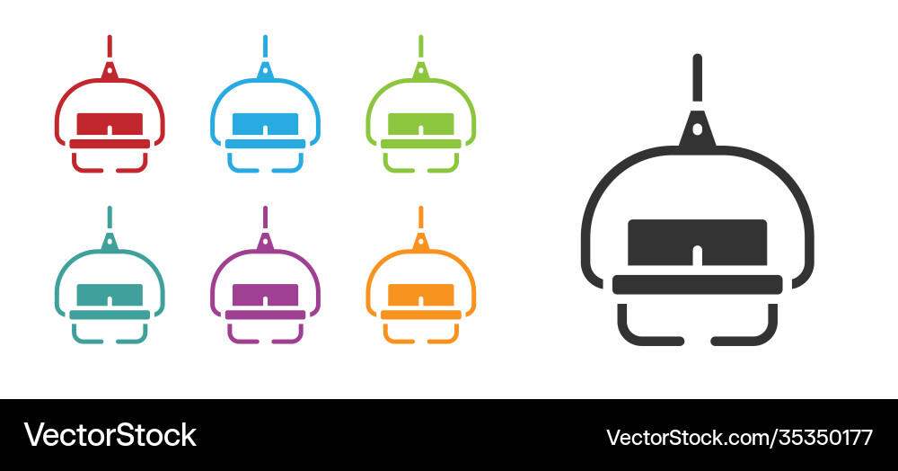 Black ski lift icon isolated on white background Vector Image