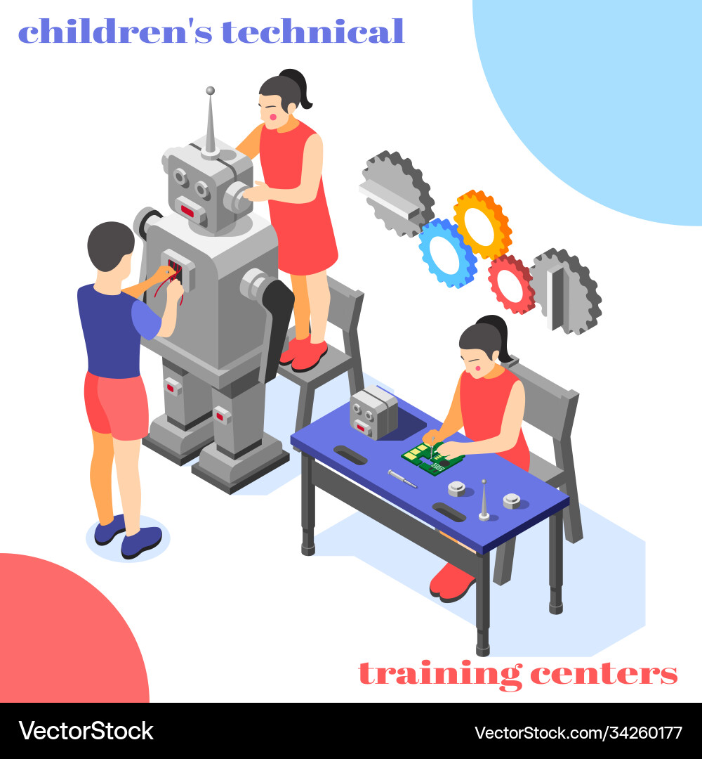 Children technical training background Royalty Free Vector