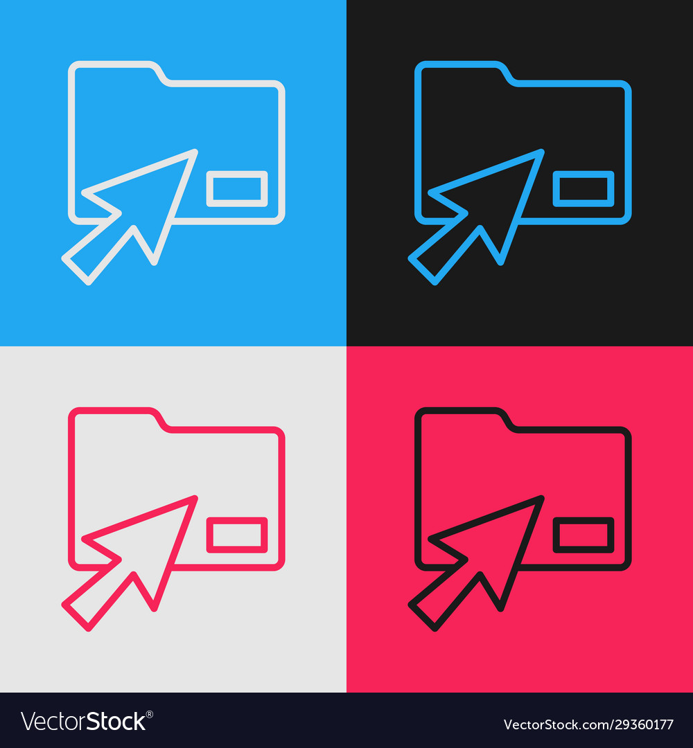 Color line cursor click document folder icon Vector Image