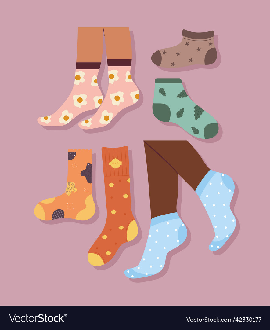 Colored socks set Royalty Free Vector Image - VectorStock