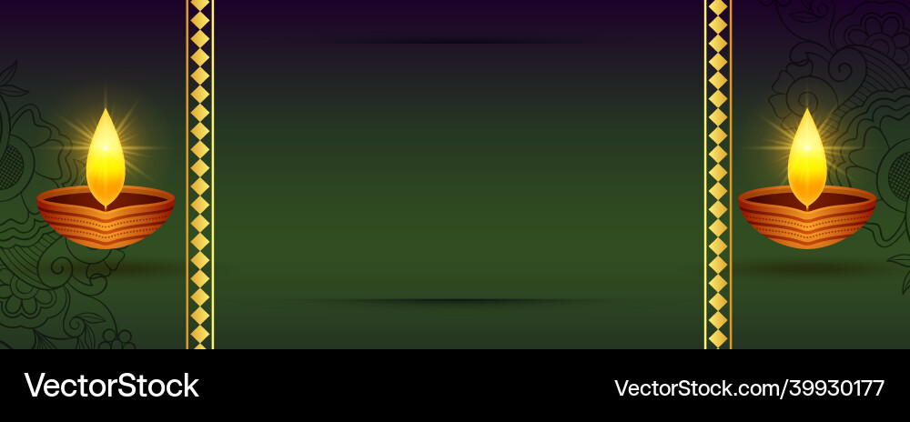 Diwali diya banner with text space Royalty Free Vector Image