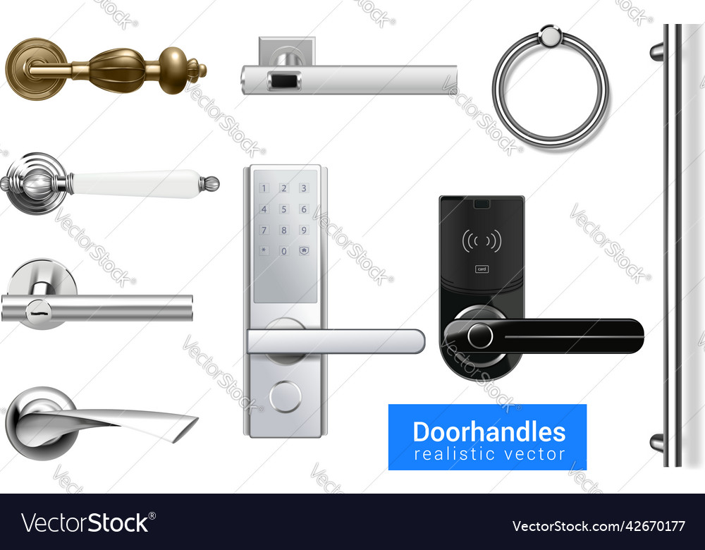 Door knobs handles set Royalty Free Vector Image