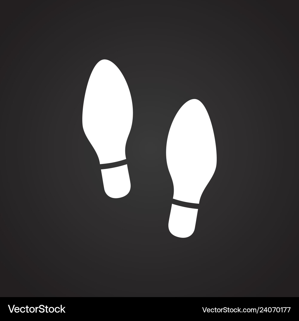 Footprint icon on black background for graphic Vector Image
