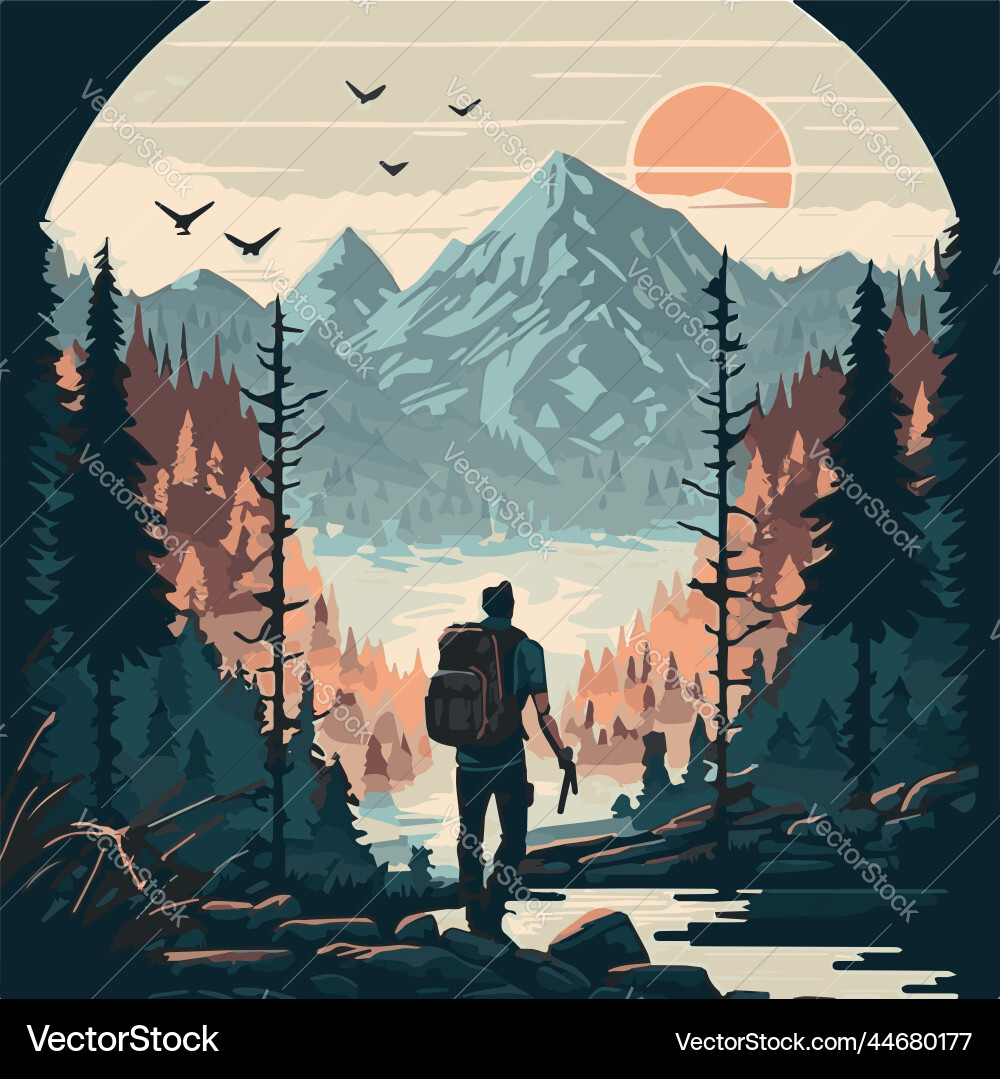Hiking and adventure travel Royalty Free Vector Image