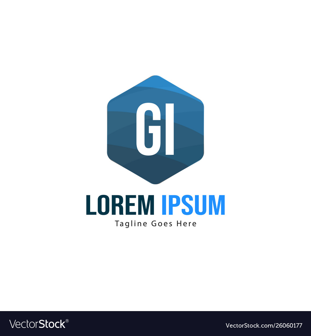 Initial gi logo template with modern frame Vector Image
