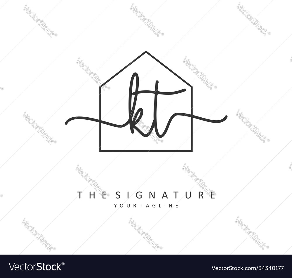 K T Kt Initial Letter Handwriting And Signature Vector Image
