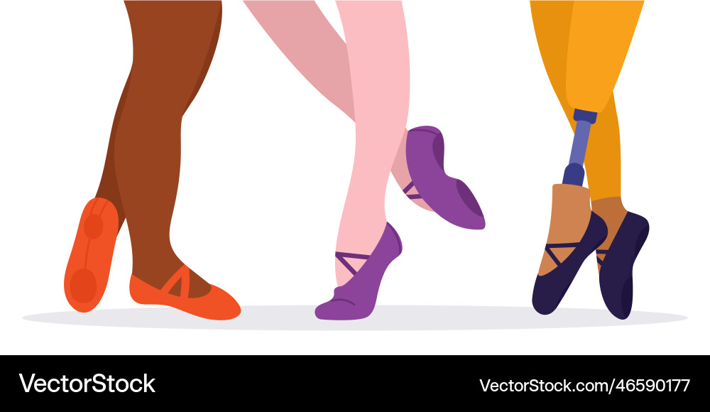 Legs in ballet shoes inclusive dance Royalty Free Vector