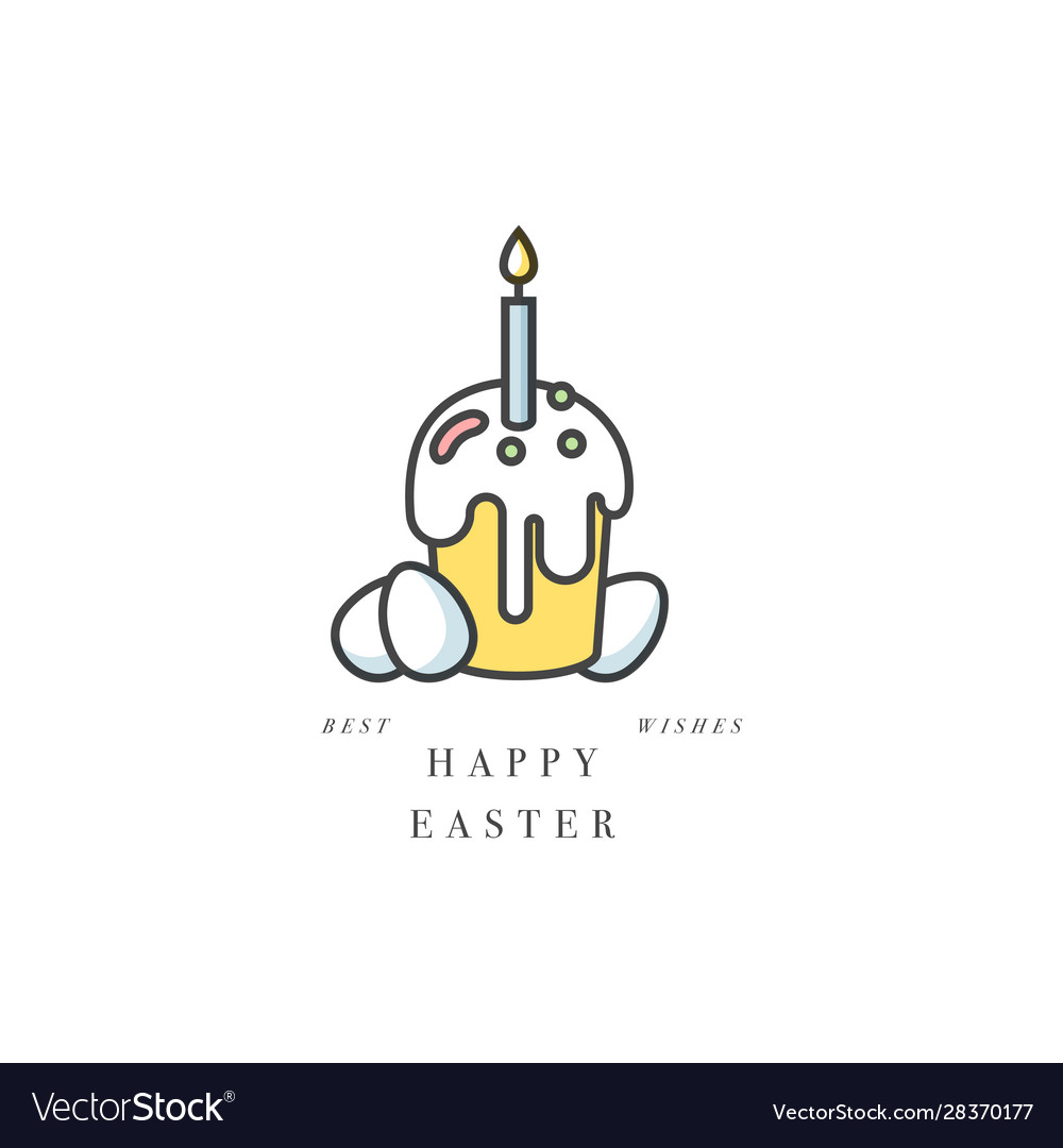 Linear design easter greetings elements Royalty Free Vector