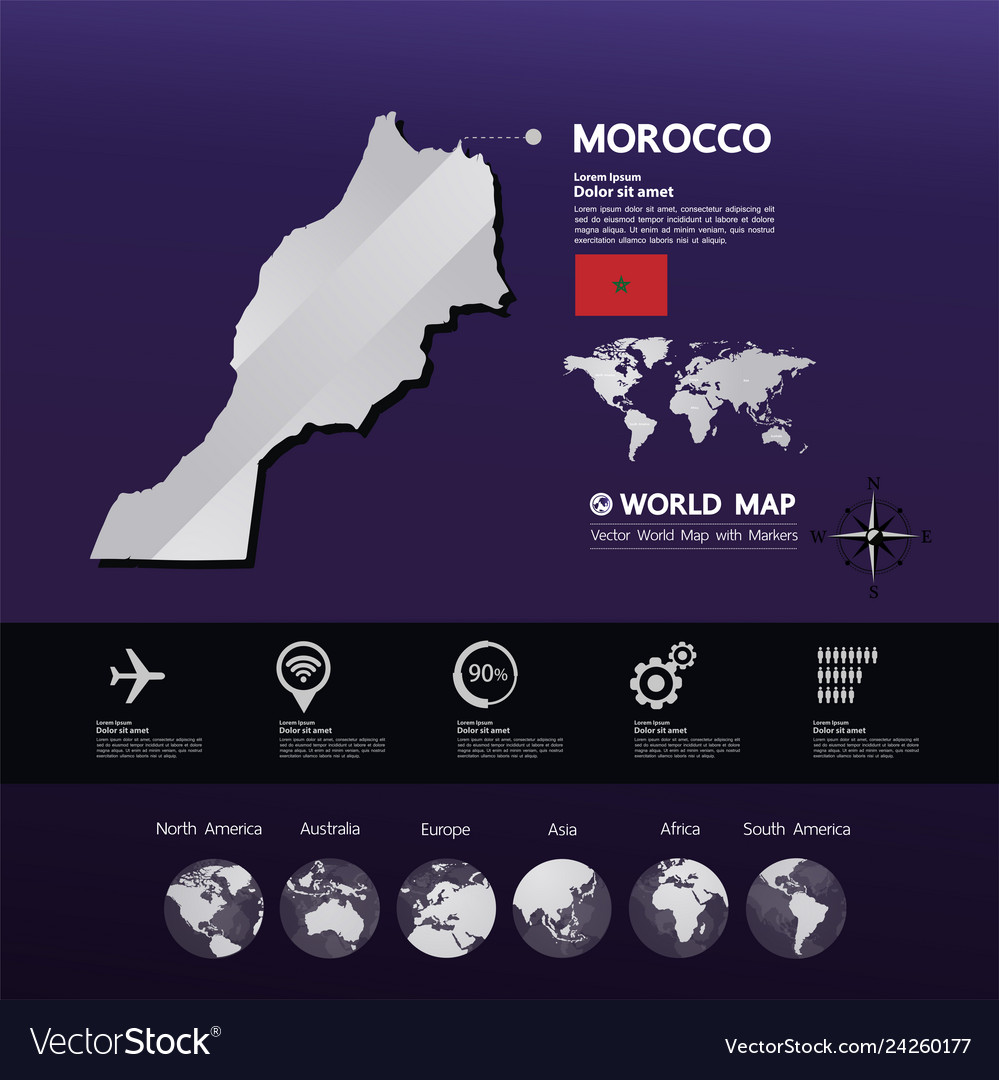 Morocco map Royalty Free Vector Image - VectorStock