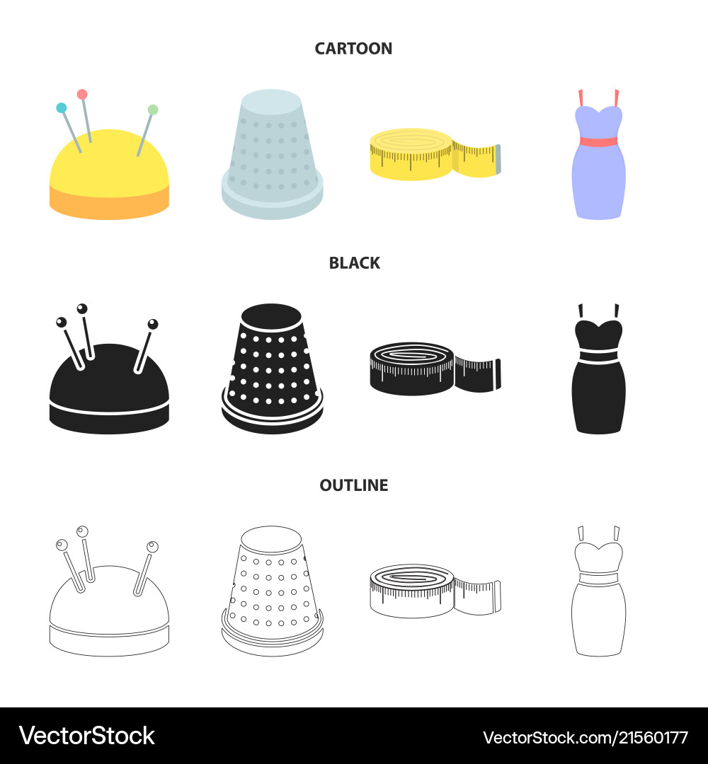 Pincushion with pins thimble centimeter dress Vector Image