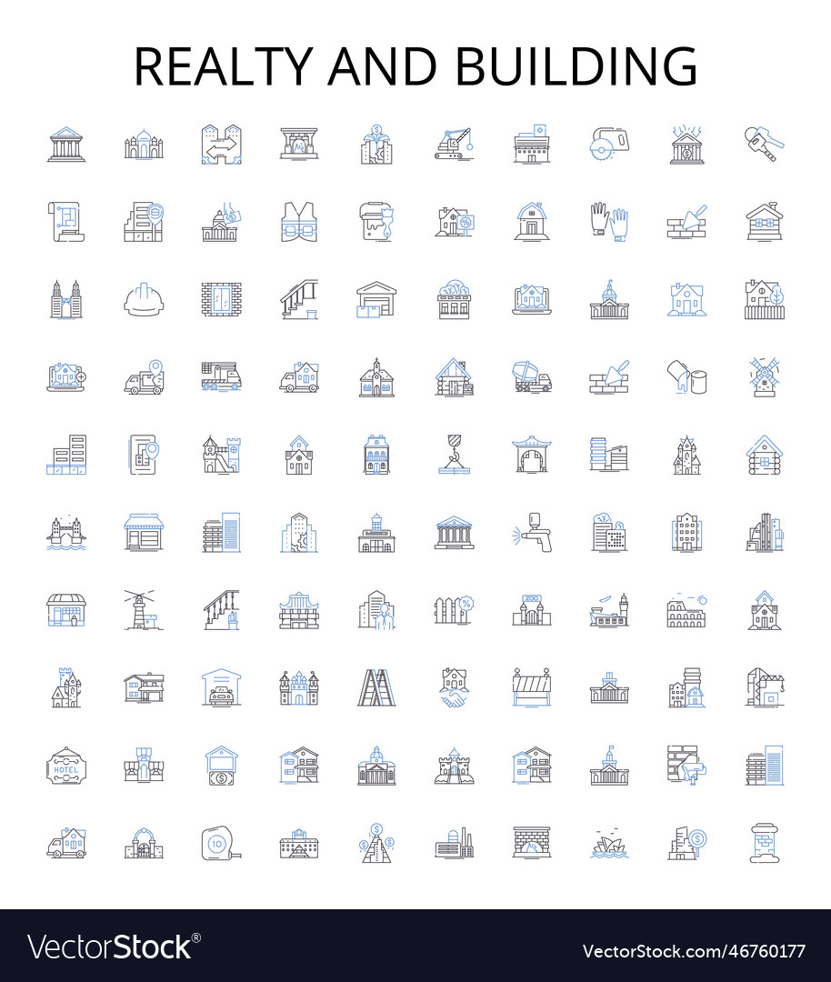 Realty and building outline icons collection Vector Image Realty and building outline icons collection Vector Image