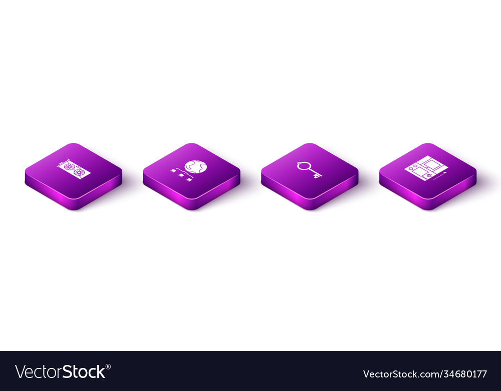 Set isometric video graphic card computer network Vector Image Set isometric video graphic card computer network Vector Image