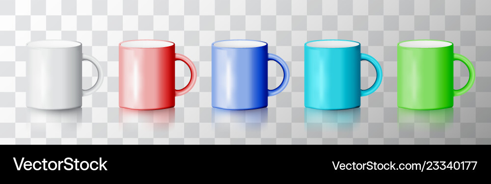 Set of empty coffee mugs on transparent background