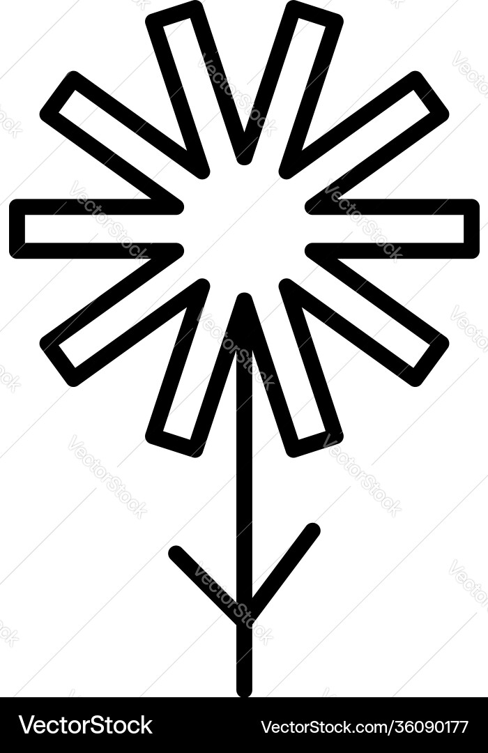 White flower with ten long petals on Royalty Free Vector