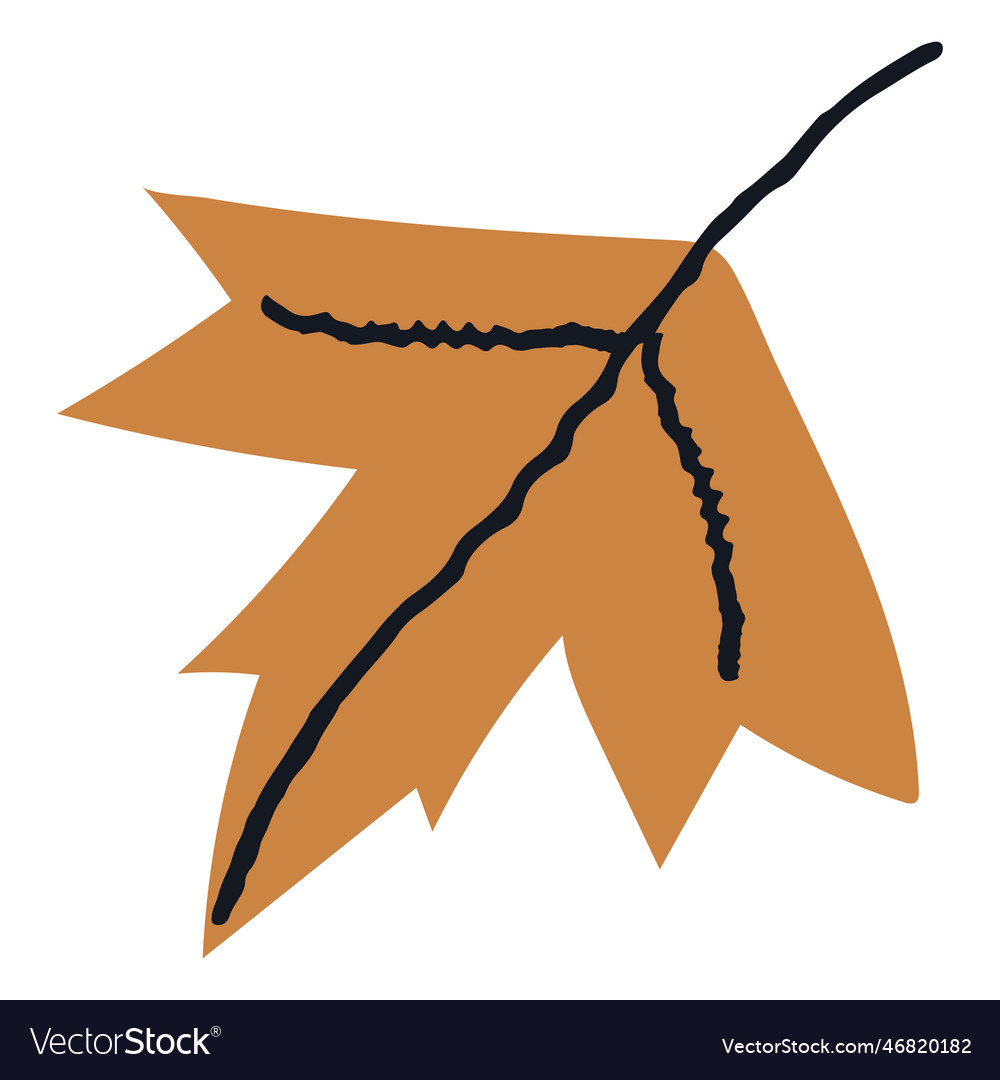 Brown tree leaf semi flat Royalty Free Vector Image