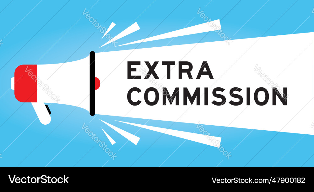 Color megaphone icon with word extra commission Vector Image