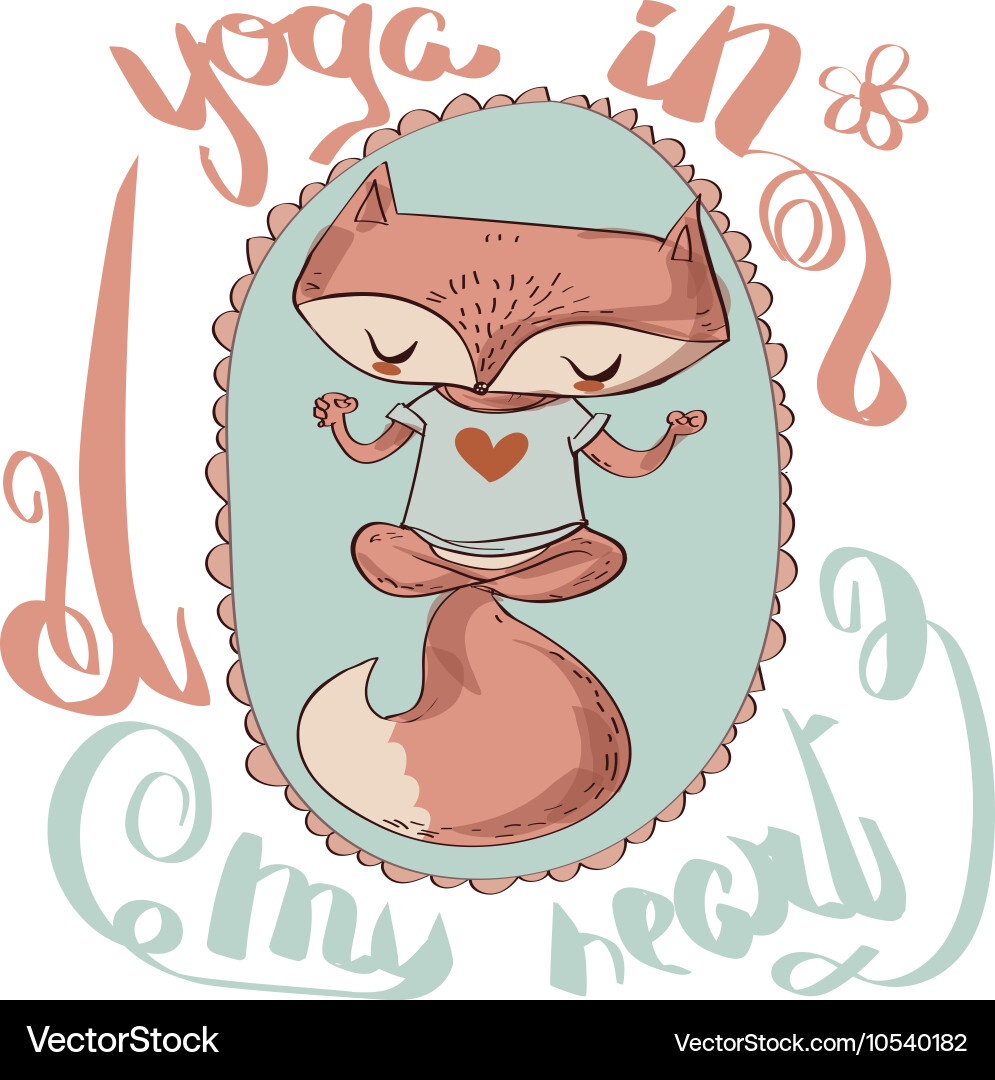 Cute fox enjoys the yoga Royalty Free Vector Image