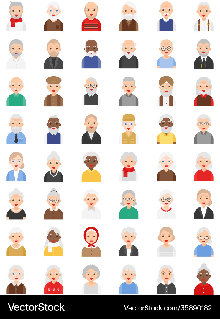Elderly woman avatar flat icon Royalty Free Vector Image