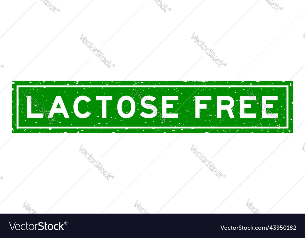 Grunge green lactose free word square rubber seal Vector Image