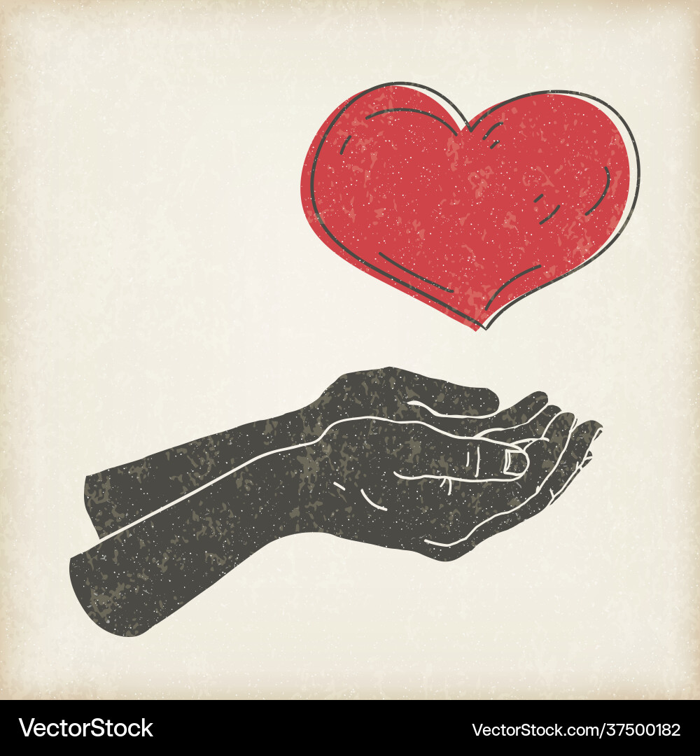 Heart in hands symbol in two abstract Royalty Free Vector