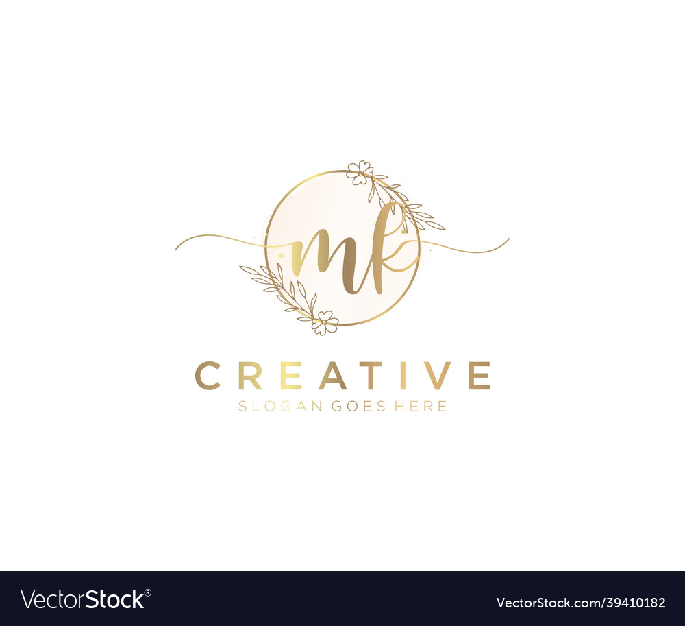 Initial mk feminine logo beauty monogram Vector Image
