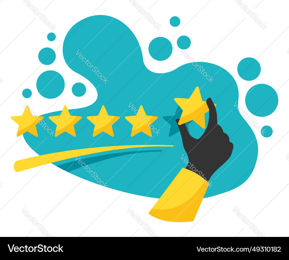 Rate us motivation - hand holding fifth star Vector Image