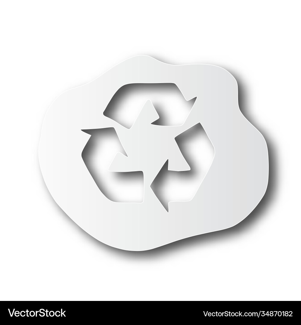Recycle sign on cut paper with shadow isolated Vector Image