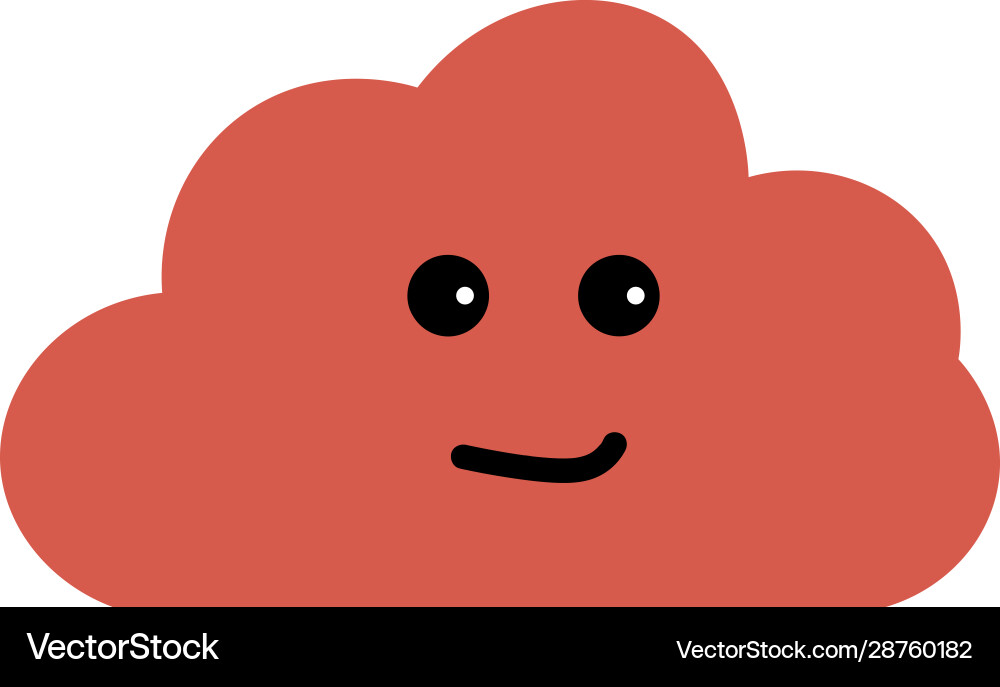 Smirking cute pink cloud character cartoon white Vector Image