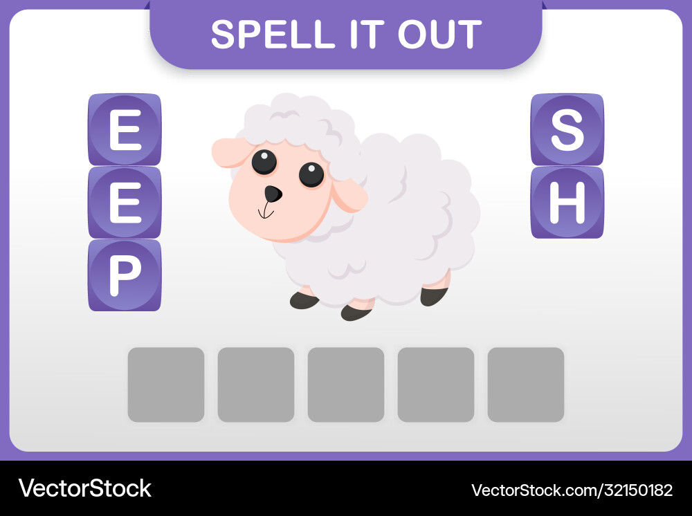 Spelling word and vocabulary worksheet sheep Vector Image