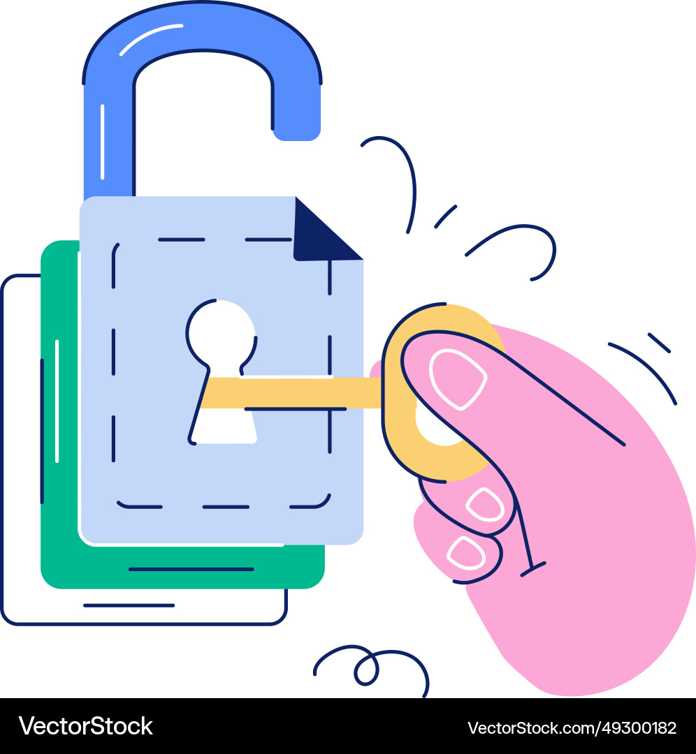 Trendy flat of an open lock Royalty Free Vector Image