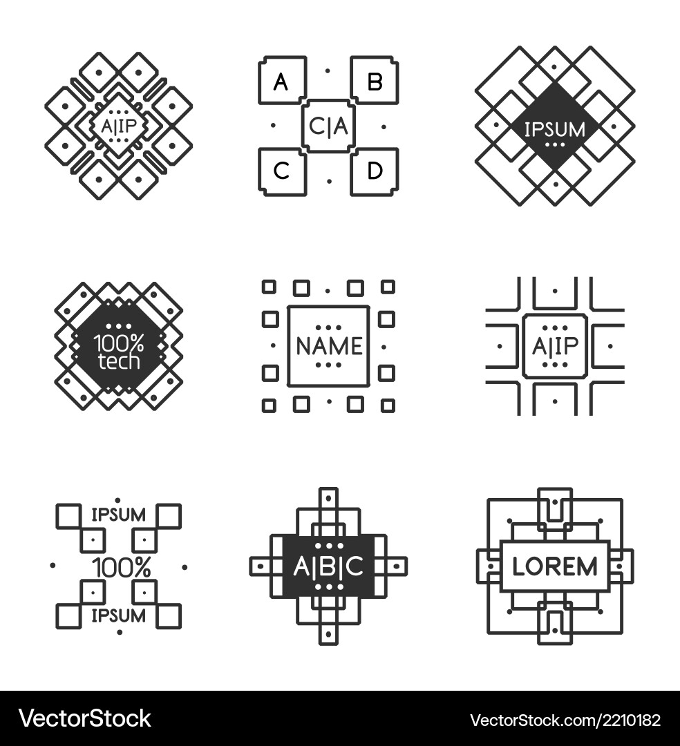 Vintage label minimal line art design Royalty Free Vector