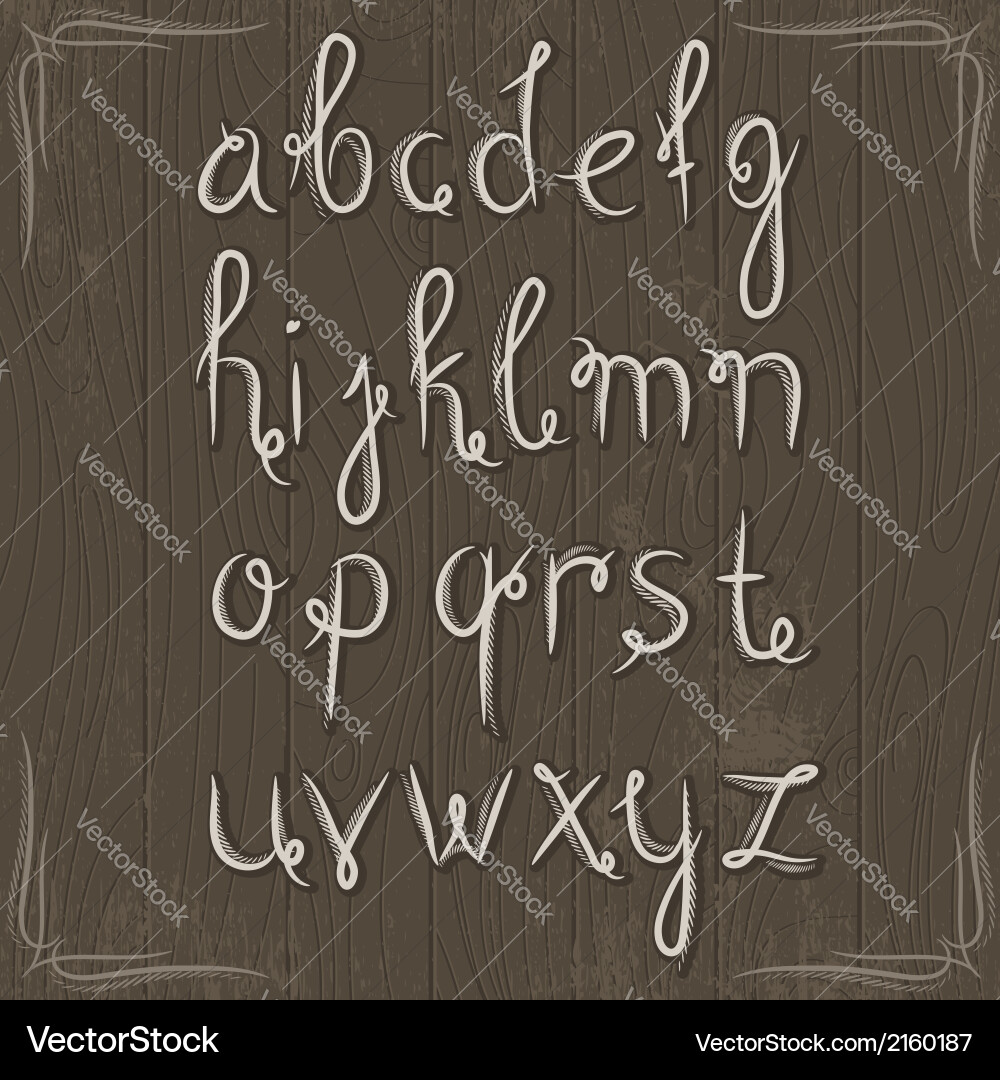 Alphabet on wooden background Royalty Free Vector Image