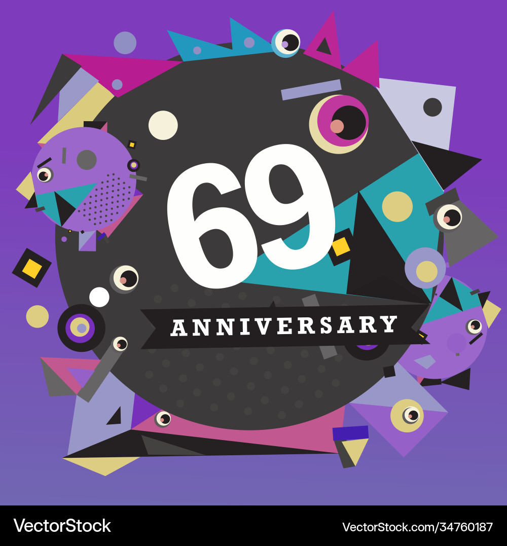 Anniversary greeting card with colorful number Vector Image