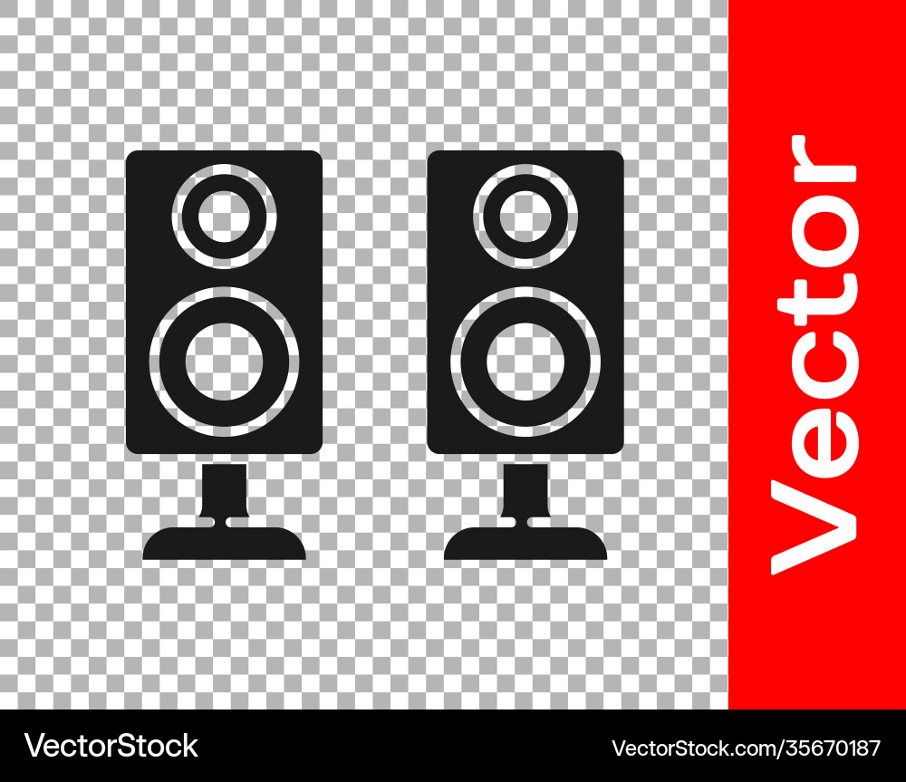 Black stereo speaker icon isolated on transparent Vector Image