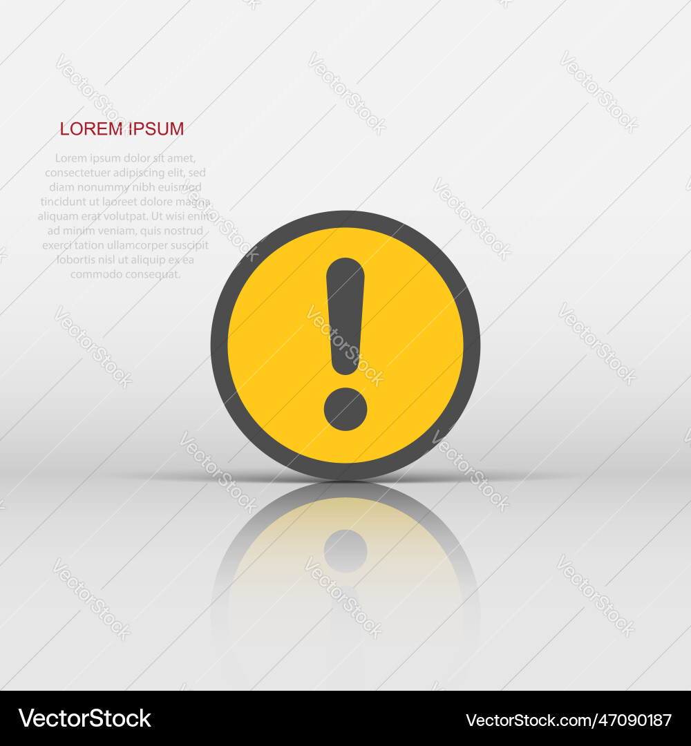 Exclamation mark icon in flat style danger alarm Vector Image