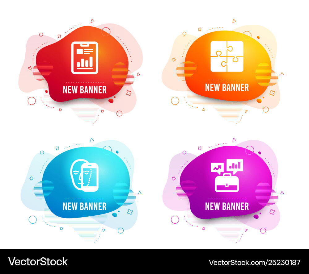 Face biometrics report document and puzzle icons Vector Image