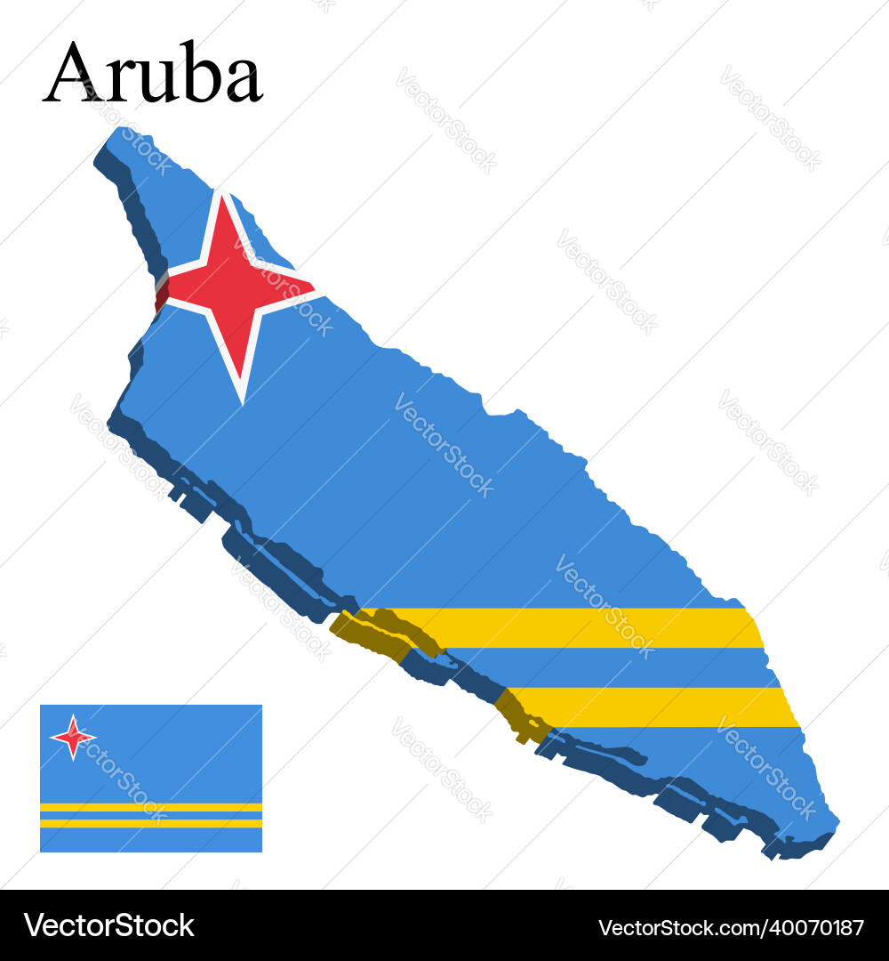 Flag of aruba on map white background Royalty Free Vector