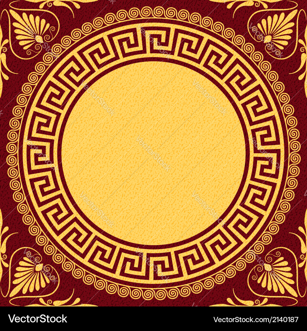 Golden round greek ornament Royalty Free Vector Image