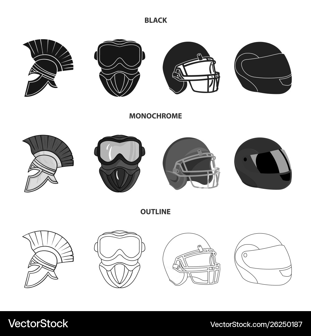 Helmet and sport logo set Royalty Free Vector Image