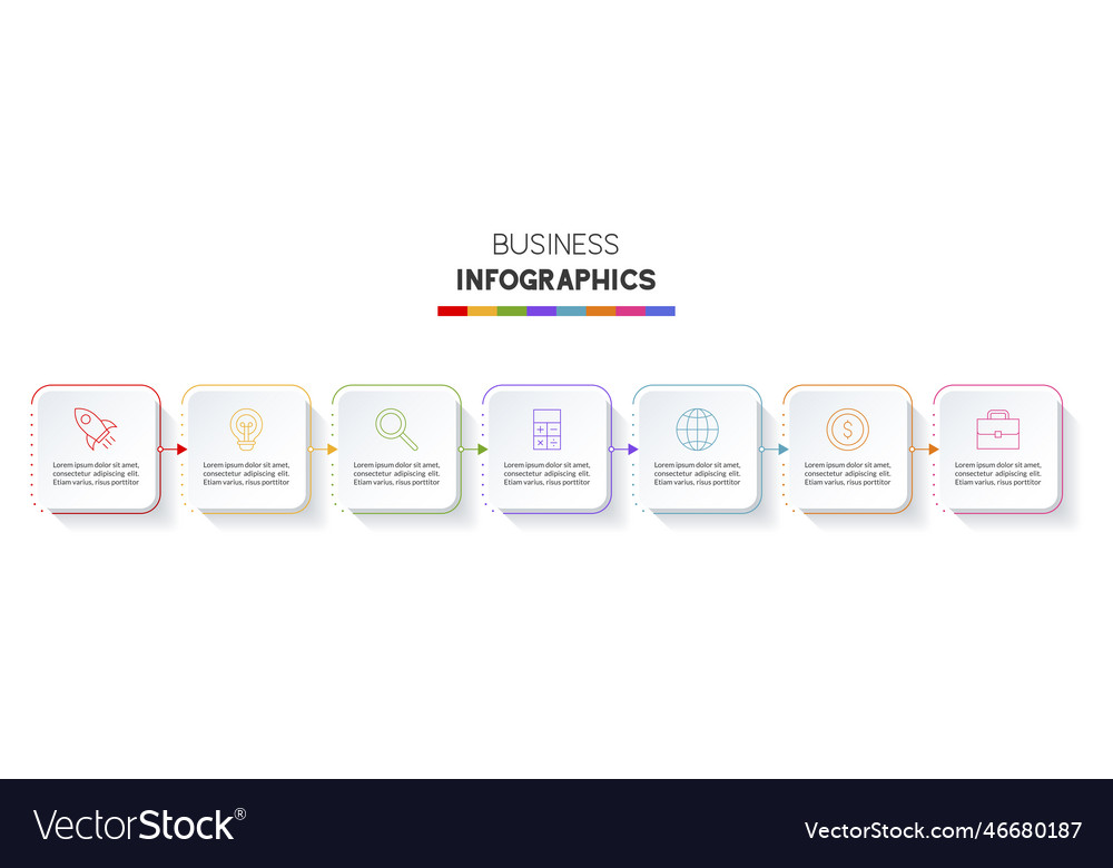Infographics design template and icons with 7 Vector Image