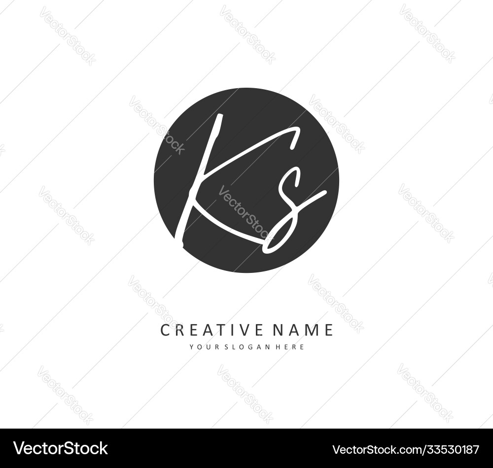 K s ks initial letter handwriting and signature Vector Image