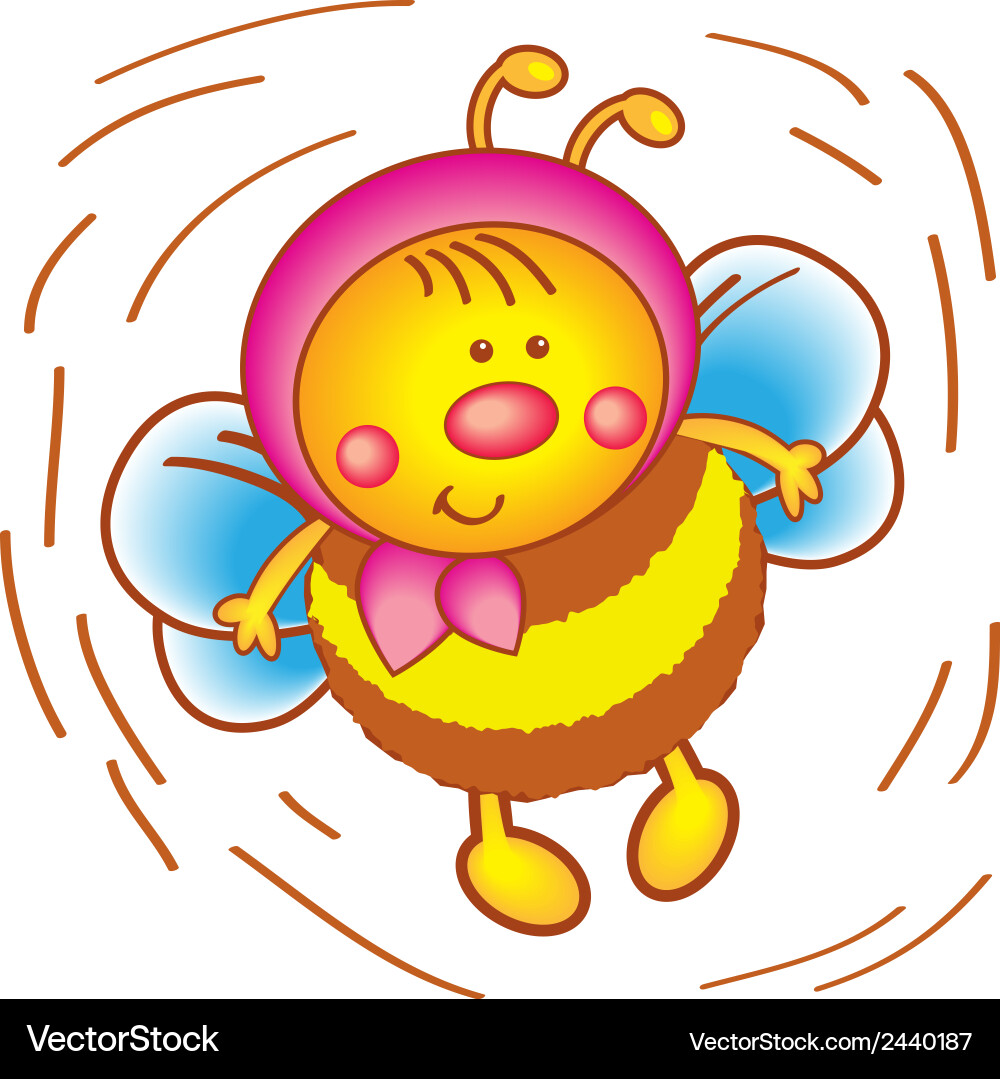 Little bee in a scarf on white background Vector Image