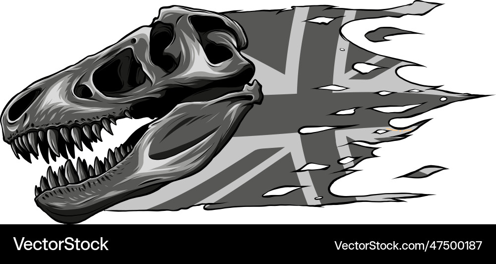 Monochromatic of t-rex skull Royalty Free Vector Image