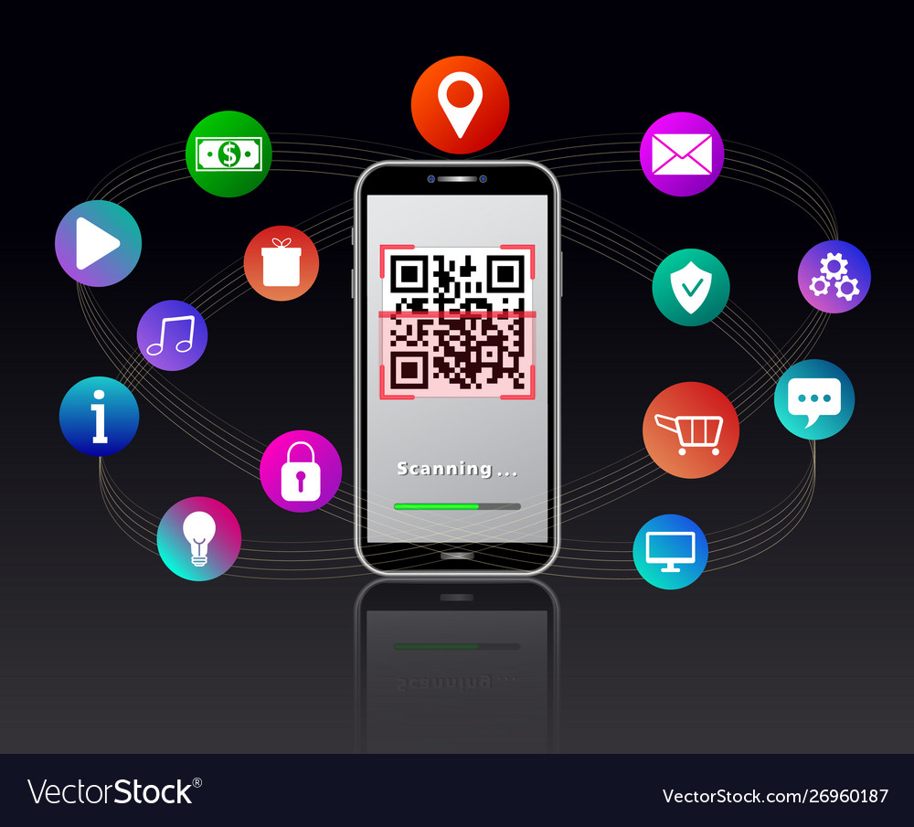 Qr code reader on smartphone touch screen Vector Image
