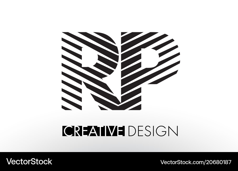 Rp r p lines letter design with creative elegant Vector Image