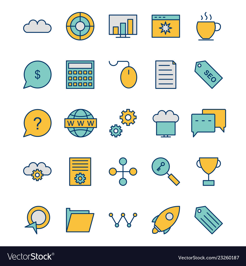 Seo optimization and marketing icons set Vector Image