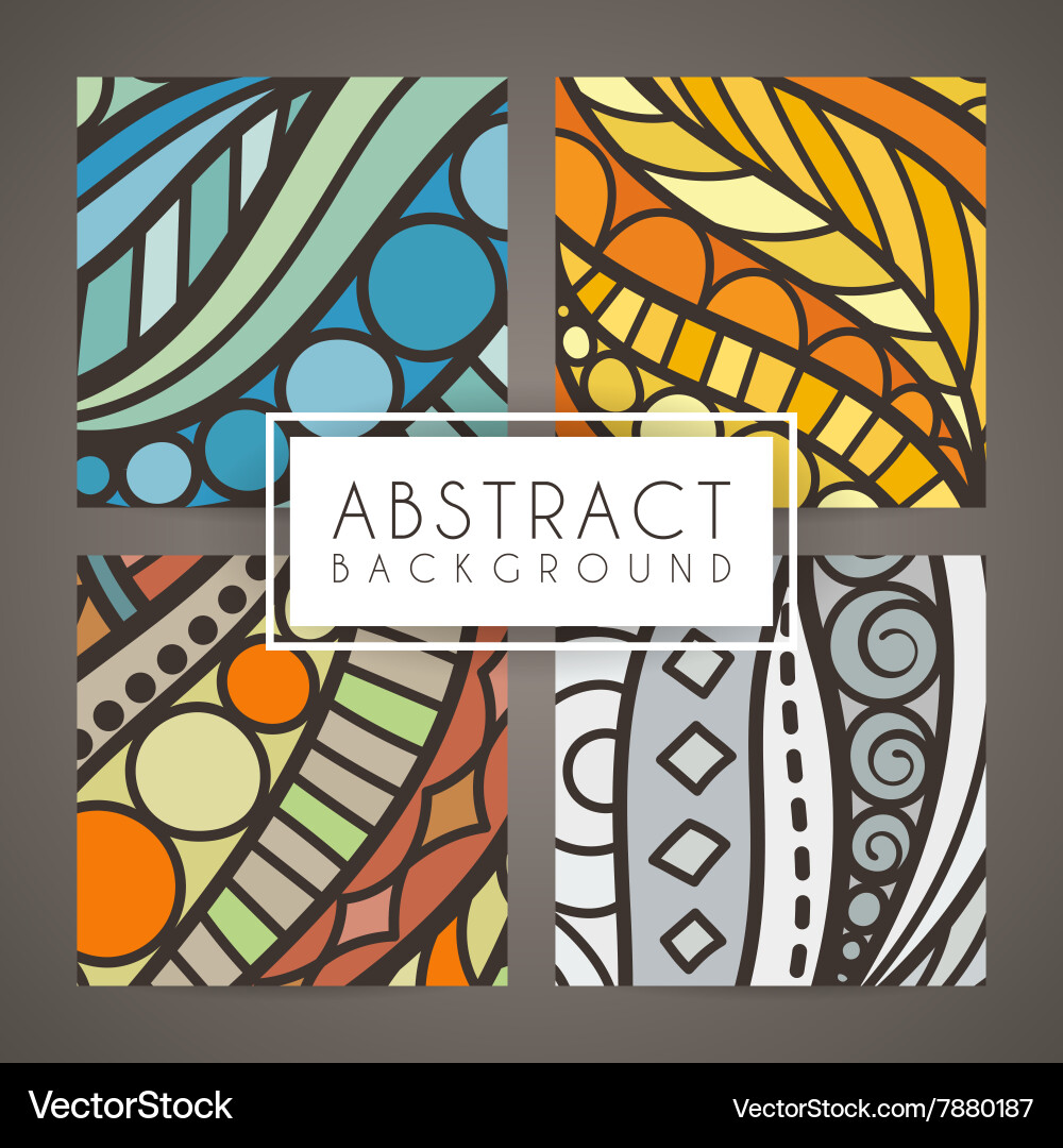 Set of four colorful intricate patterns Royalty Free Vector