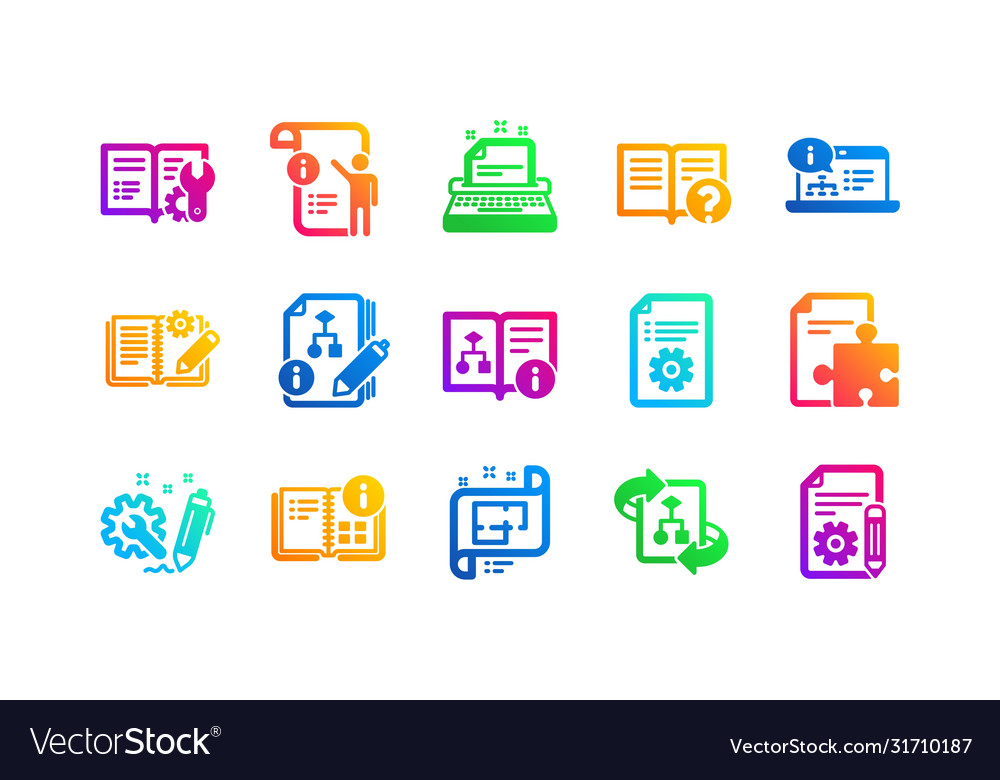 Technical documentation icons instruction plan Vector Image